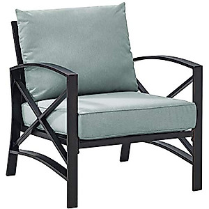 Crosley Furniture Kaplan 3-Piece Outdoor Loveseat Patio Furniture Set, Conversation Sets for Porch, Deck, Oiled Bronze with Mist Cushions