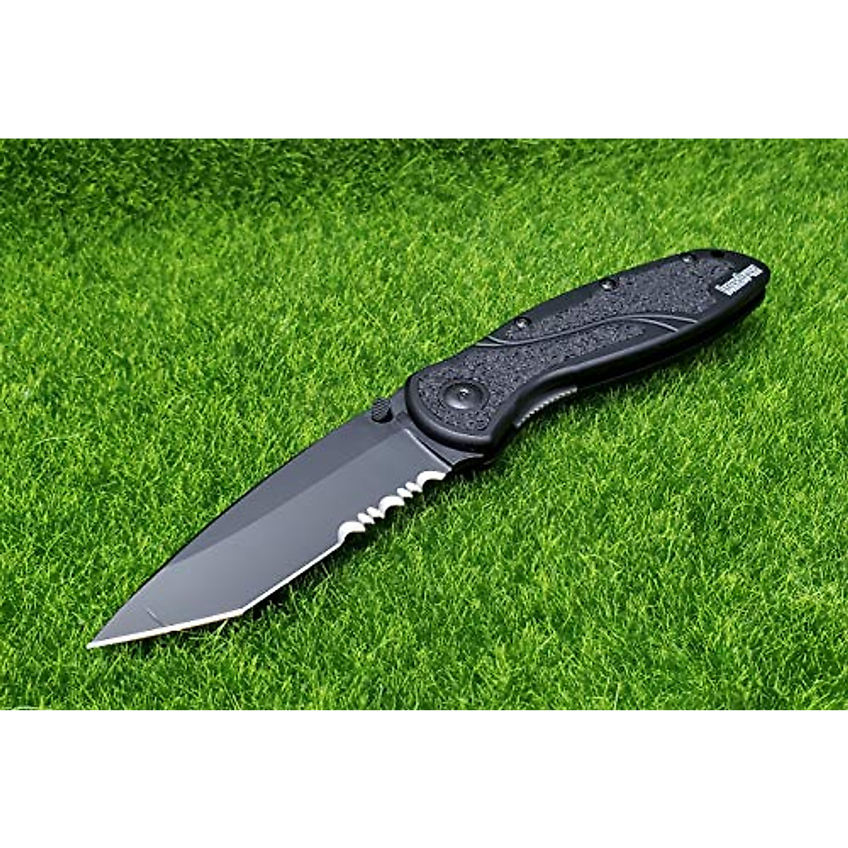 KERSHAW Black Tanto 40% Serrated Blur w/Black Anodized Aluminum Handle
