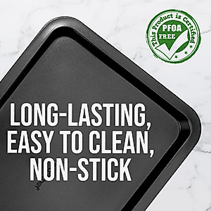 NutriChef 17” Non Stick Cookie Sheet, Large Gray Commercial Grade Restaurant Quality Carbon Metal Bakeware, Compatible with Model NCBS10S