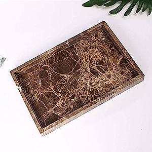 StonePlus Natural Marble Storage Vanity Tray, Cosmetics Jewelery Tray, Kitchen Organizer, Coffee Table Tray (Coffee Net, 11.8L x 7.87W x 1.18H)