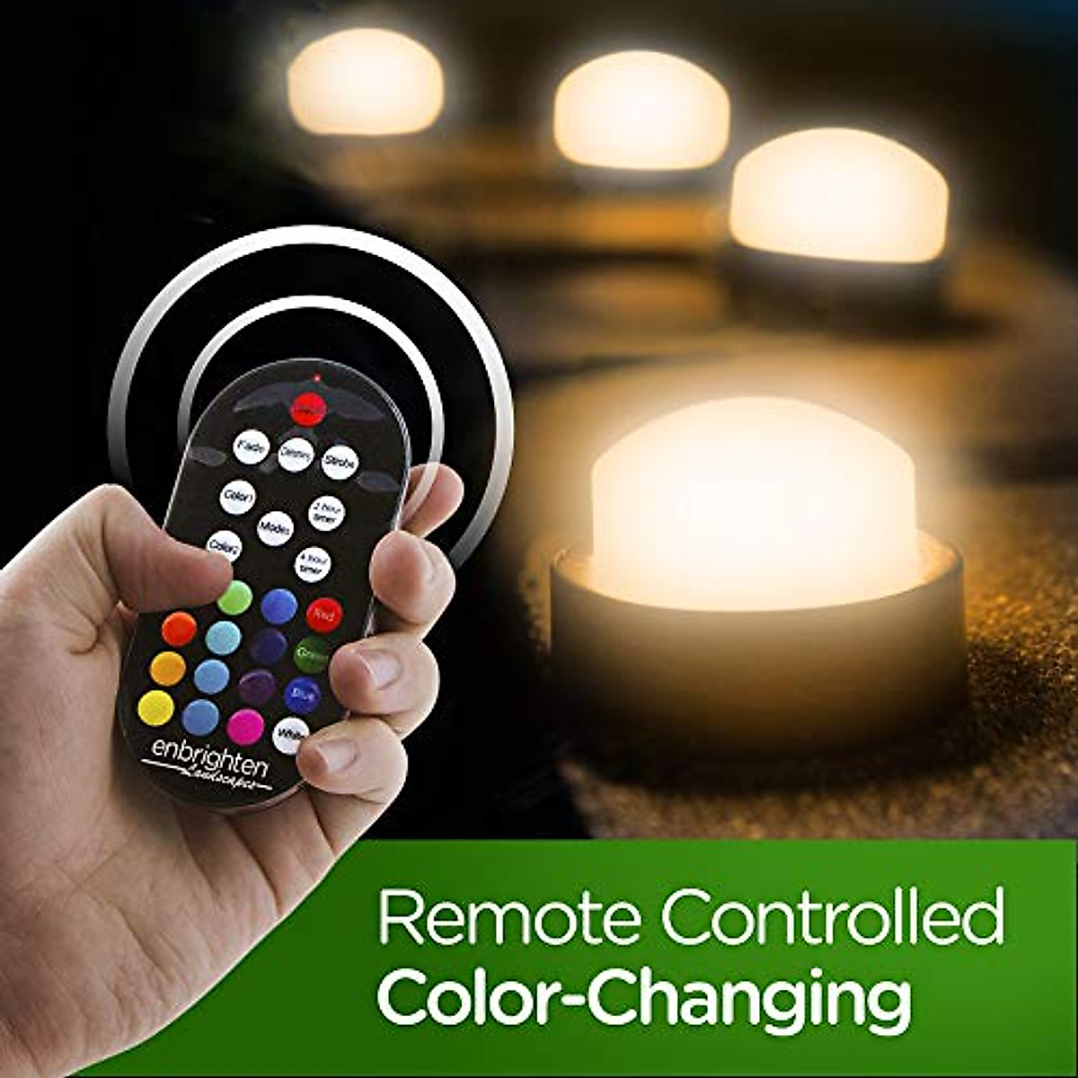 Enbrighten LED Mini Ground Lights, 36 Mini Path Lights, 92ft, Color Changing, Remote Control, Outdoor Path Lighting, 41357