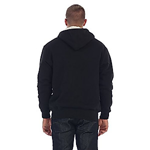 Gioberti Men Heavyweight Sherpa Lined Fleece Hoodie Jacket, Black, Large