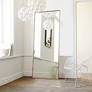 NeuType Full Length Mirror Floor Mirror with Standing Holder Bedroom/Locker Room Standing/Hanging Mirror Dressing Mirror Wall-Mounted Mirror (Golden)…