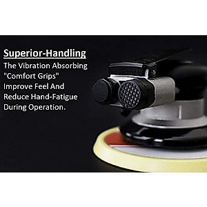 AirVANTAGE Industrial Grade Random Orbital Air Sander Non-Vacuum With Low-Profile Pad, 1/4 in. NPT Air Inlet (6": 3/16- Hook & Loop)