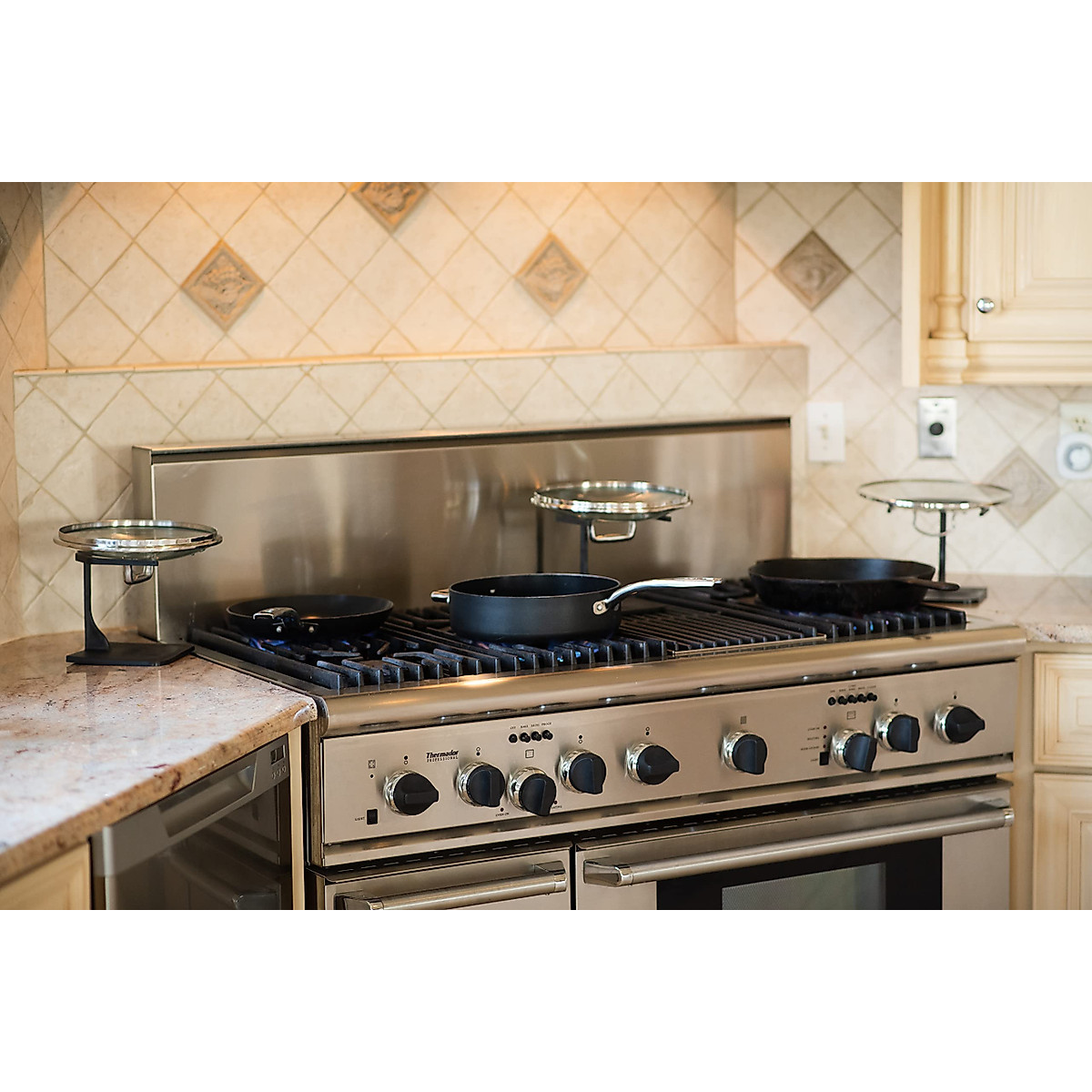 Hot Top Holder for Hot Pan Lids - No Burning of Hands - No Mess - No Condensation - Stone Black