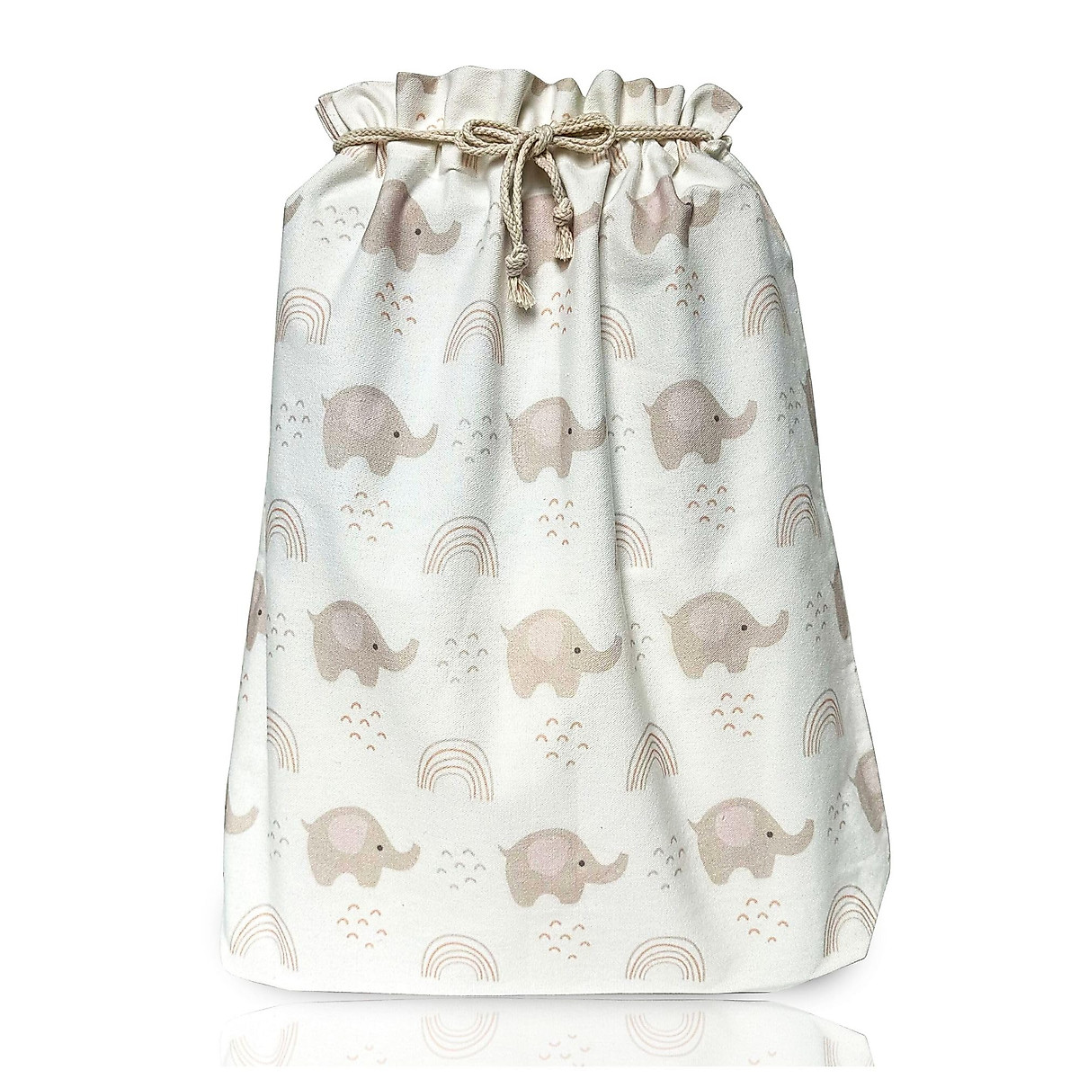 Gather & Knot Drawstring Gift Bags | Premium Canvas | 22" Extra Large | Reusable Fabric Wrap for Girls Baby Shower or Birthday | XL Elephant Pink Flat Bottom