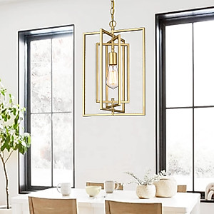 Kitchen Island Pendant Lighting, Farmhouse Indoor 1-Light Ceiling Pendant Lamp, Hanging Light Fixture for Hallway, Dining Room, Foyer and Bedroom (Gold)