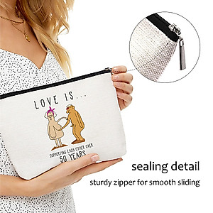 50th Birthday Gifts for Women, 50th Gifts for Her, Fun Makeup Bag-Love is Supporting Each Other over 50 years-Birthday Gifts for Girlfriend Wife Boy friend Husband-Makeup Bag Storage Bag Snack Bag