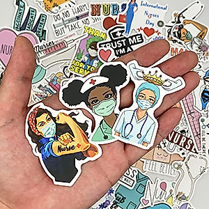 Aowplc 50 Pcs Nurse Stickers, Vinyl Nursing Stickers Decals for Laptops and Water Bottles, Nurse Accessories for Work