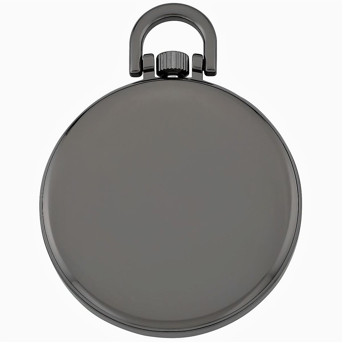 Gotham Men's Gunmetal Ultra Thin Railroad Open Face Quartz Pocket Watch # GWC15026B