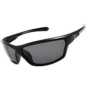 Nitrogen Men's Rectangular Sports Wrap 65mm Black Polarized Sunglasses