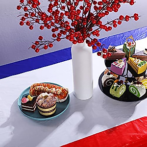 3 PCS Plastic 4th of July Patriotic Tablecloth Red White Blue Stripe Disposable Table Cover 51x71 Inch Patriotic Rectangle Table Cover for 4th of July Patriotic Memorial Day Party Decoration Supplies