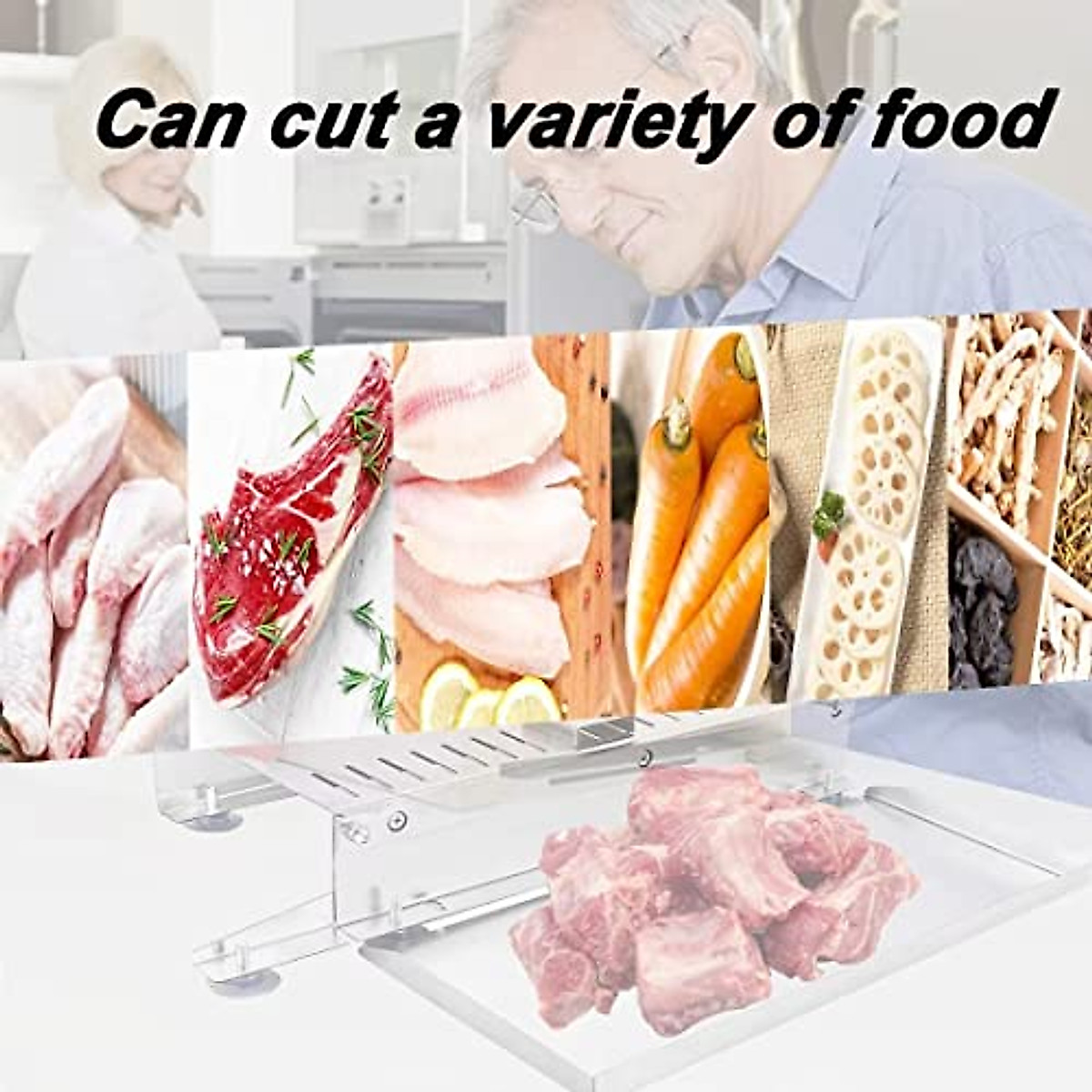 Manual Bone Meat Slicer,Stainless Steel Bone Cutter Machine,Rib Fish Chicken Beef Cutting Machine for Home Cooking and Commercial Cooking 15.3 In(2 Sharp Blades)