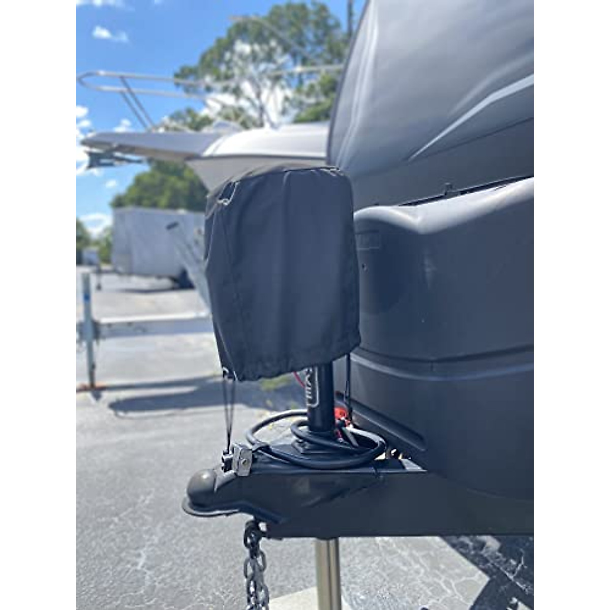 Heavy Duty & Waterproof Tow Jack Cover, Electric Tongue Trailer Jack Protective Universal Head Cover, black