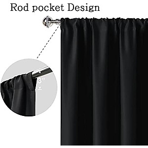 Amazon Brand – Pinzon Blackout Window Curtain Panels for Bedroom - Rod Pocket Thermal insulted Room Darkning Drapes for Living Room - 37x84 inch,2 Panels -Black