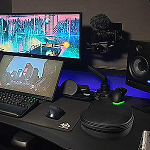 Geekria Headphones Pouch Compatible with Turtle Beach, Razer, Corsair, Logitech, Hyperx Case, Replacement Protective Travel Carrying Bag with Cable Storage (Black PU)