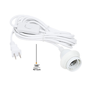 Wallniture Fiore 15 Feet Hanging Lantern Cord with On Off Switch, Room Decor for Pendant Light Bulbs White Socket Set