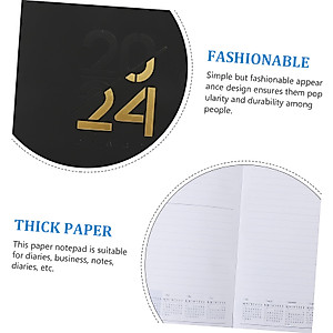 NUOBESTY Softcover Notebook Planner Daily Use Note Pads 2024 English Notepad Business Planning Notebook English Agenda Notepad Office Accessory Imitation Leather Portable Student The List