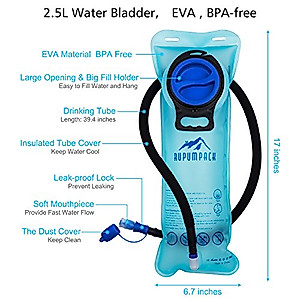 RUPUMPACK Insulated Hydration Backpack Pack with 2.5L BPA Free Bladder, Lightweight Daypack Water Backpack for Hiking Running Cycling Camping, Commuter, Fits Men, Women, Kids, 18L