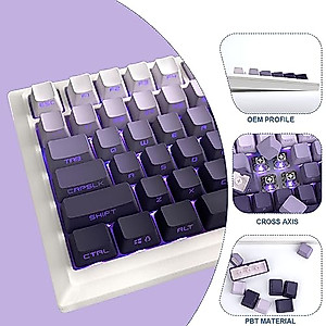 GEKUCAP Custom PBT Keycaps, Gradient Purple Keycaps 134 Keys, Double Shot Side Printed Key Caps, Shine Through Backlit Keycaps Set for 61/87/104/108 Cherry MX Switches Mechanical Keyboard