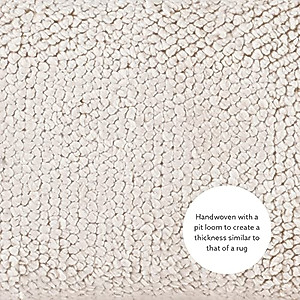 Powell Stained Mango Wood Boho White Berber Boucle Top Halco Bench, 19" Seat Height, Natural