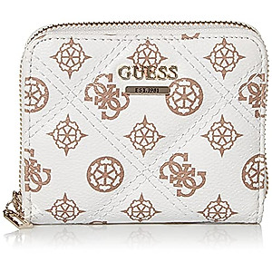 GUESS Cessily Small Zip Around Wallet, White Multi