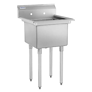 Kratos 29N-007-Commercial NSF 1 Compartment Sink - 18"Wx18"Lx12"H Bowl Size - 18-Gauge Stainless Steel