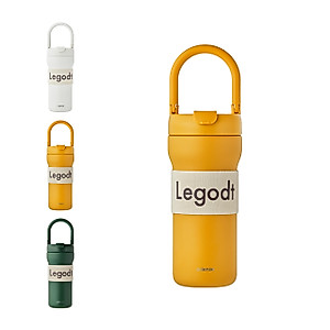 Odense Legodt 2 Way Tumbler 24oz with 2 in 1 Lid & Flexible Handle - Straw Available Insulated Travel Coffee Mug with Leak Proof - Double Stainless Steel Keeps Drinks Hot or Cold(Tangerine Yellow)