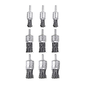 9 Pack Wire Wheels Brush for Drill, - Sizes 0.8" 1" 1.2", Mixiflor Knotted and Wire End Brush, for Derusting, Paint Removal, Deburring. Fast, Easy for Angle Grinder, Pneumatic - 2.75 Inch