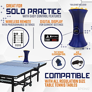 iPong V300 Table Tennis Training Robot - Serves 40mm Regulation Ping Pong Balls Automatically - Play Solo w/o Playback Mode on your Ping Pong Table - Various Models Available, Size 19 , Blue