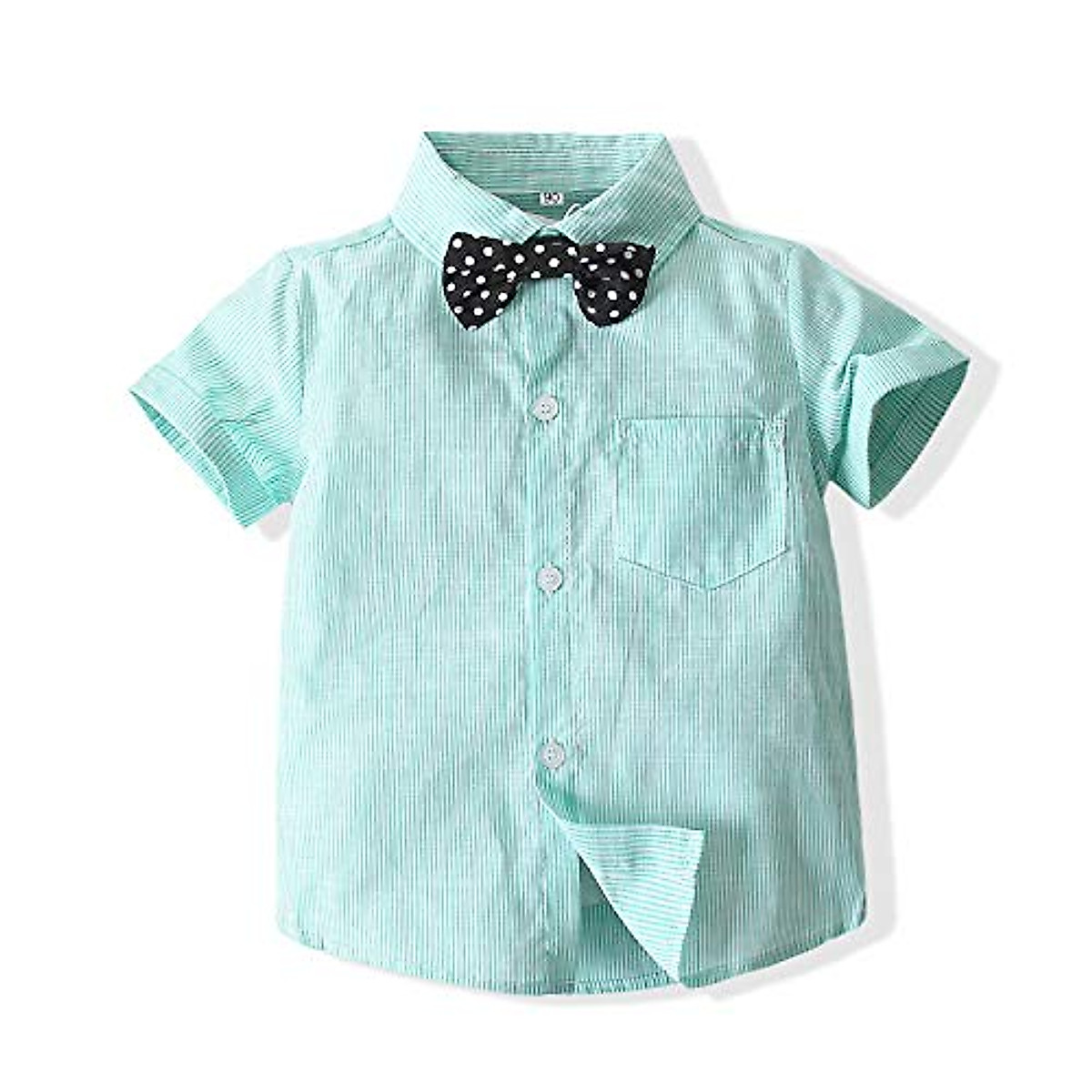 Tommelise Baby Boys Gentleman Outfits Suits, Infant Short Sleeve Shirt+Bib Pants+Bow Tie Overalls Clothes Set