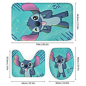 fmsnupz Cartoon Shower Curtain 4PCS Set, Cute Bathroom Decor with Non-Slip Rugs, Toilet Lid Cover and Bath Mat, Waterproof Fabric Shower Curtains with 12 Hooks, 70.8"x70.8"