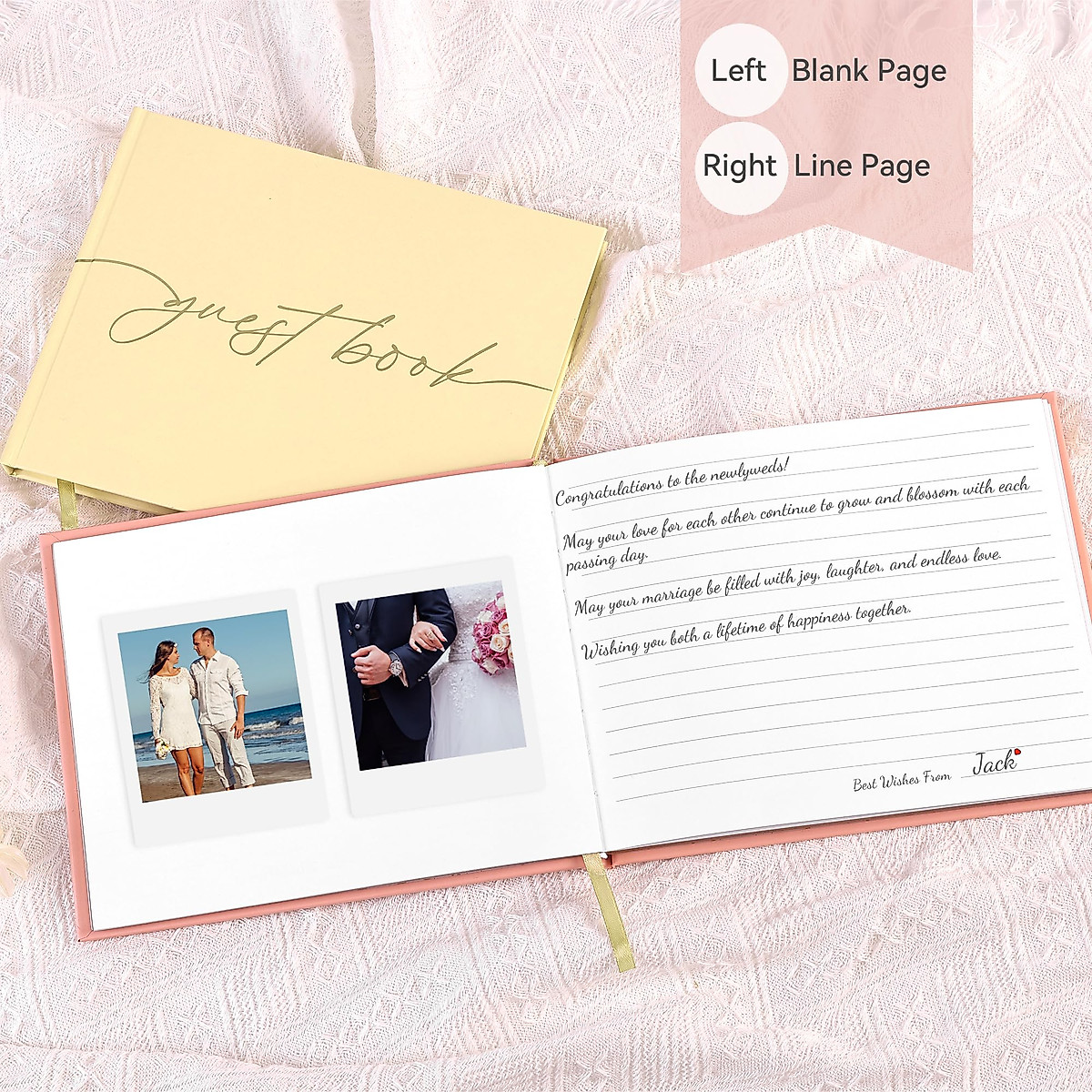 Artake Wedding Guest Book with Pen & Sign, Gold Foil Lettering Hardcover Palaroid Wedding Reception 7" x 9" Alternative Baby Shower, Wedding, Graduation, Party, Brithday Guest book Wedding Supplies