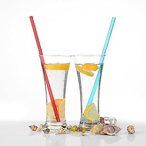 ALINK 13 inch Reusable Plastic Straws, Extra Long Colorful Tritan Tumbler Replacement Straws for Stanley Cups, 1 Gallon, 64/40/ 32 oz Water Bottles, Set of 10 with Brush