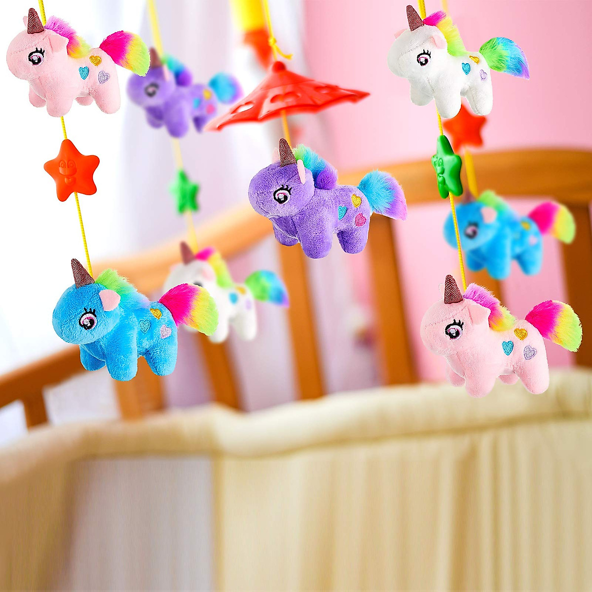 8 Pieces Mini Plush Unicorn Toys Animal Stuffed DIY Keychain Accessories Cotton Unicorn Decorations for Birthday Baby Shower Xmas Wedding Party Favors(Heart Style)