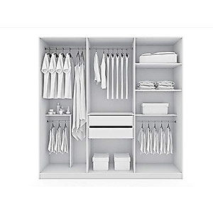 Manhattan Comfort Gramercy Contemporary Modern Freestanding Wardrobe Armoire Closet, 82.48", White