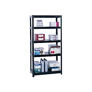 Safco 5 Shlef 36X18X72 Boltless Shelving Rack, Heavy Duty 850lbs Per Shelf, Organize Home, Office, Garage, Classroom and More, Black