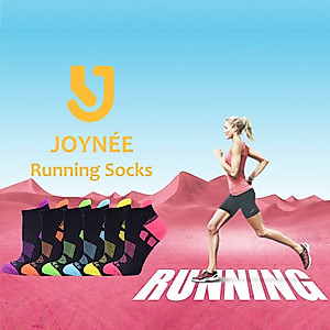 JOYNÉE 6 Pairs Women's Ankle Athletic Running Socks Performance Cushioned Low Cut Sports Socks with Heel Tab