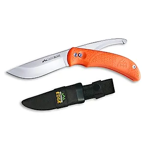 Outdoor Edge Swingblaze Double Blade Hunting Knife with Rotating Skinning & Gutting Blades, Nylon Sheath, (Blaze Orange, SZ-20NC)