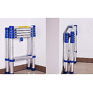 PENGJIE Folding Ladder Step Stool Telescopic Ladder 5 Step Folding Portable Aluminium Ladder A-Frame Multi-Purpose