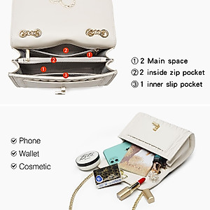 LAORENTOU Vegan Leather Crossbody Bags for Women Heart Shaped Magnetic Buckle Shoulder Bag Purse for Ladies（white