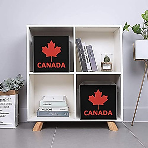 Canada Flag Maple Collapsible Storage Bins Basics Folding Fabric Storage Cubes Organizer Boxes with Handles