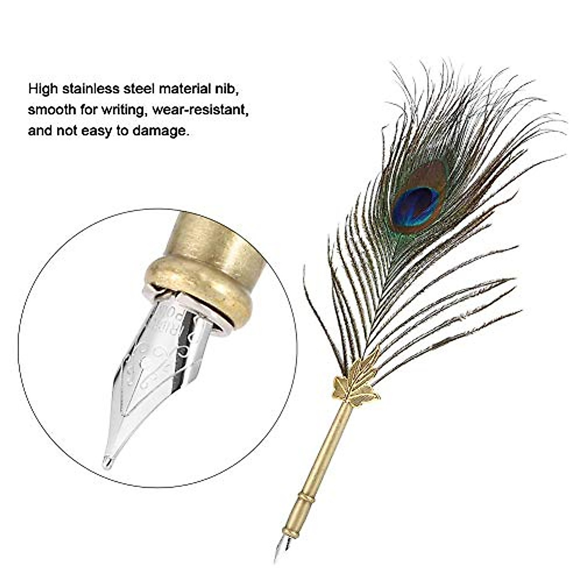 Wal front Vintage Feather Pen Antique Dip Feather Writing Pen Set Stainless Steel Nibs Calligraphy Quill Pen Gift