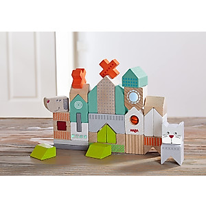 HABA Dog and Cat Building Blocks - 31 Piece Wood Stacking Toy (Made in Germany)