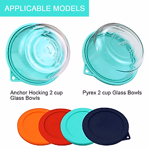 Sophico 2 Cup Round Silicone Storage Cover Lids Replacement for Anchor Hocking and Pyrex 7200-PC Glass Bowls (Container not Included) | Mix | 4 Pack