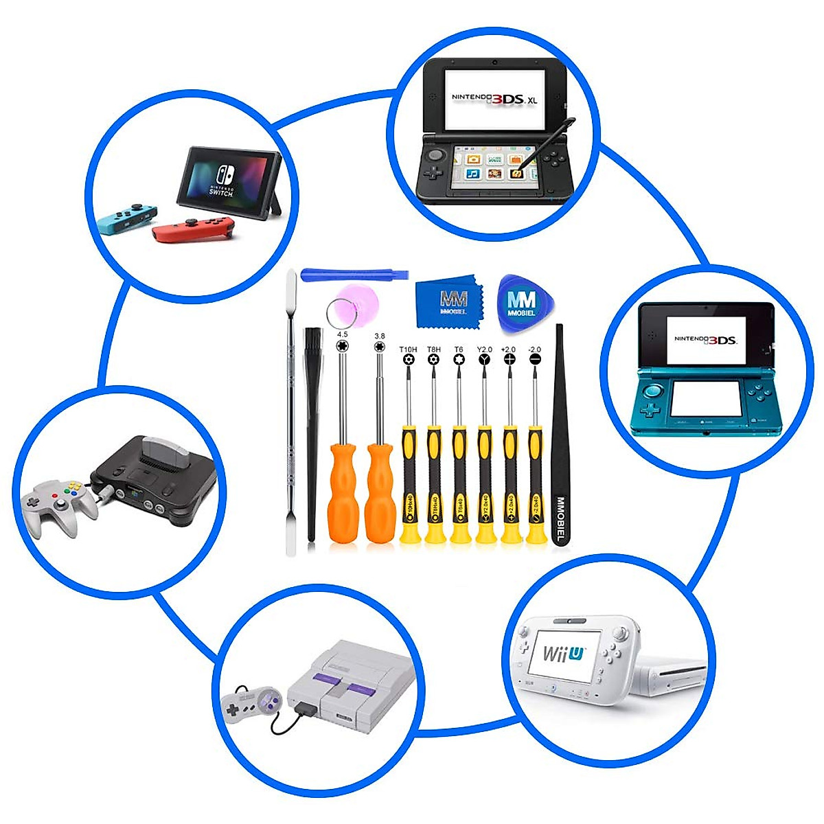 MMOBIEL Professional Repair screwdriver Toolkit compatible with Nintendo Switch 3DS and Wii NES SNES DS Lite GBA GameCube