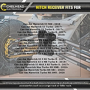 Chelhead Maverick X3 Hitch, 2" Heavy-Duty UTV Rear Hitch Receiver Hitch Plate Fits Standard 2 inch Attachments Compatible with 2017-2023 Can Am Maverick X3 Accessories Hitch