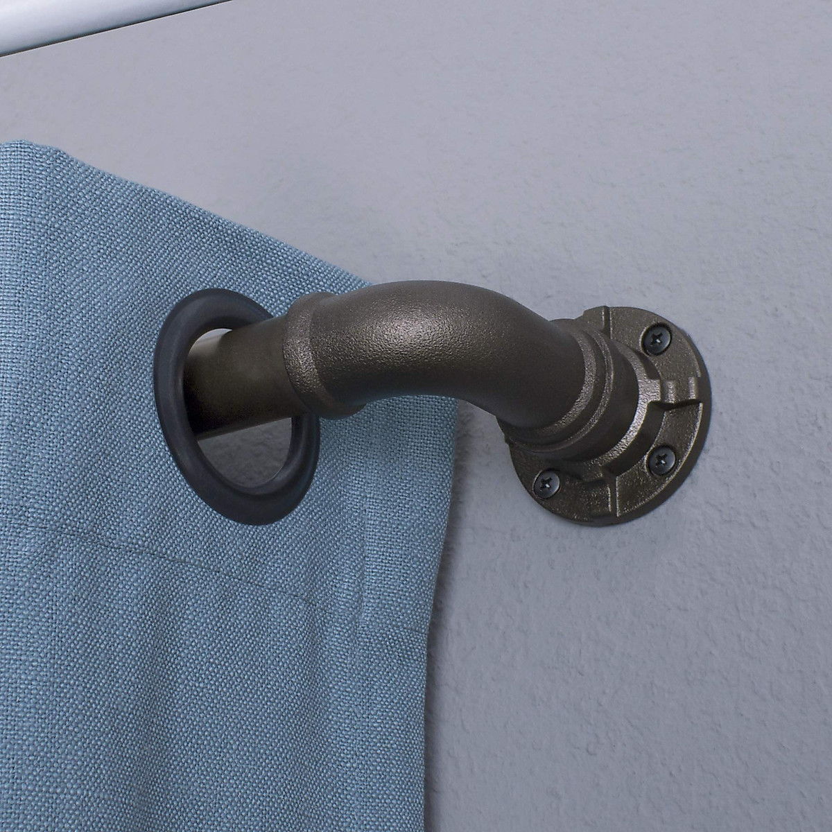 Decopolitan Industrial Wrap Around Telescoping Curtain Rod Set, 72-144", Bronze