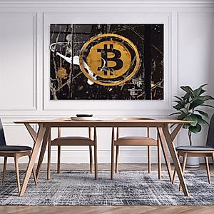 ESyem Posters Than Currency Badge Wall Art Cryptocurrency Exchange Trading Wall Art Canvas Painting Posters And Prints Wall Art Pictures for Living Room Bedroom Decor 08x12inch(20x30cm) Unframe-style