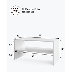 LOWOSA 2-Tier Stackable Shoe Rack, Wooden 2-Shelf Shoe Organizer Freestanding Shoe Storage Stand for 6-9 Pairs, Perfect for Closet, Entryway, Office Use - White